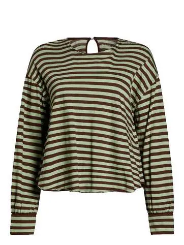 Majestic Filatures Cotton Cashmere Striped Long Sleeve T-shirt - Brown