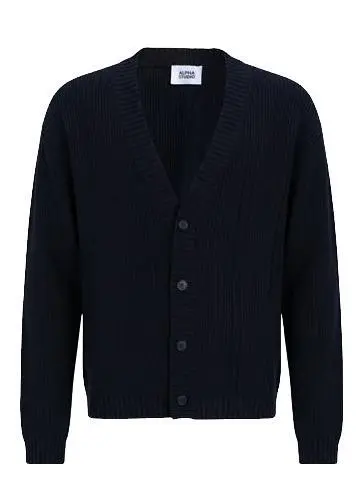 Alpha Studio Midnight Merino Wool Cardigan - Blue