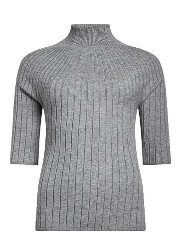 CARACTÈRE Ribbed Knit Turtleneck Top - Grey