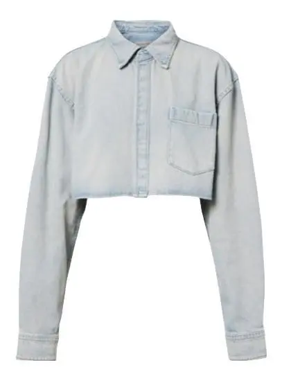 Balenciaga Cropped Denim Shirt - Gray