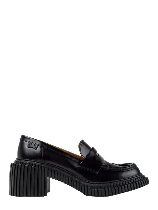 Camper Pix London Round Toe Block Heel Loafers - Black