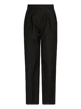 Max Mara Virgin Wool Tapered Pinstripe Pants - Black
