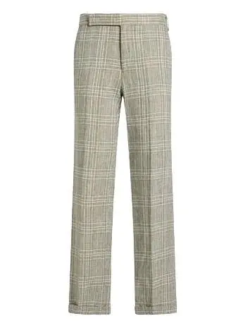 LARDINI Plaid Linen Blend High-waisted Pants - Green