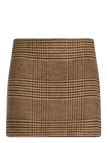 HAVEONE Flared Glen Plaid Mini Skirt - Beige