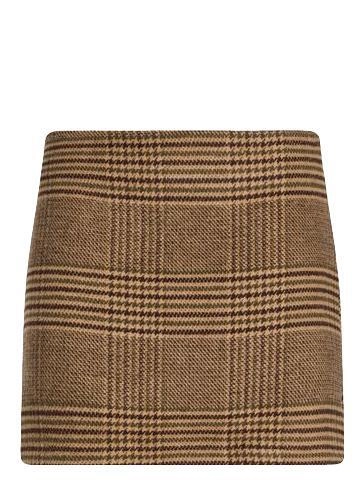 HAVEONE Glen Plaid Flared Mini Skirt - Camel