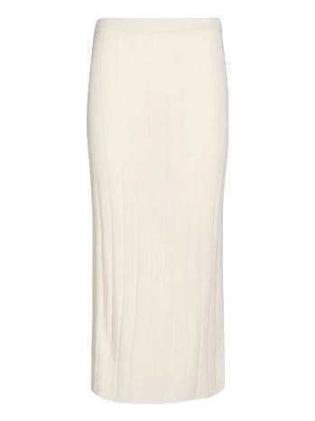 VICOLO Ribbed-knit Midi Skirt - Ivory