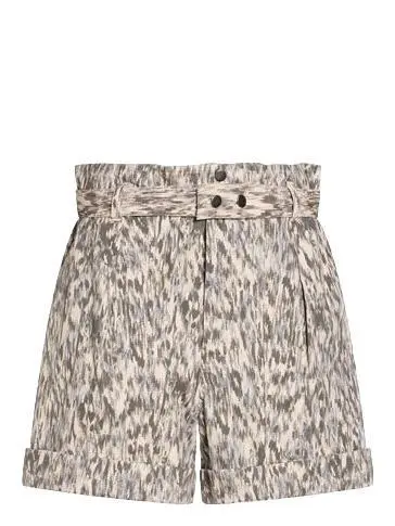 MARANT ETOILE Multicolor Canvas High Waisted Shorts With Belt - Grey