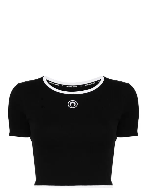 MARINE SERRE Embroidered Moon Crop Top - No