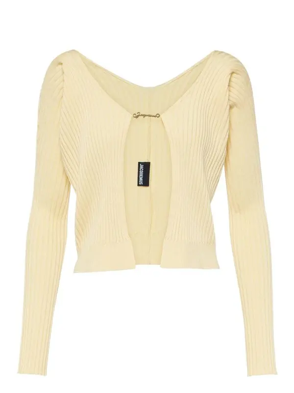 Jacquemus La Maille Pralù Longue Ribbed-knit Cardigan - Nude
