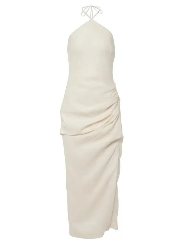 Simkhai Hansel Halterneck Linen Maxi Dress - White