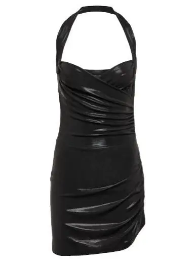 Norma Kamali Halterneck Pleated Mini Dress - Black