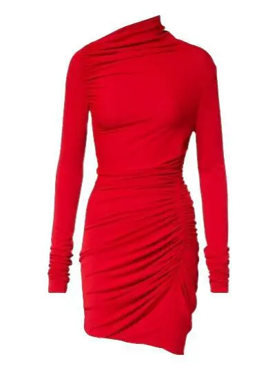 Rick Owens Ruched Jersey Mini Dress - Red