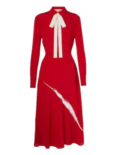 Valentino Garavani Crepe Midi Dress With Bow Detail - Red