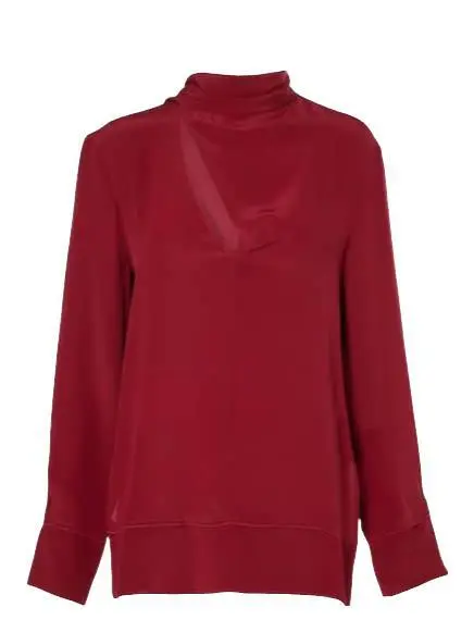 Victoria Beckham Scarf Detail Silk Blouse - Red
