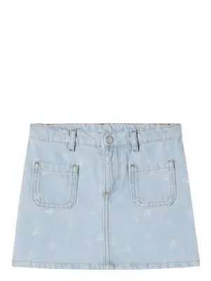 Bonpoint Tison Printed Denim Skirt - Blue