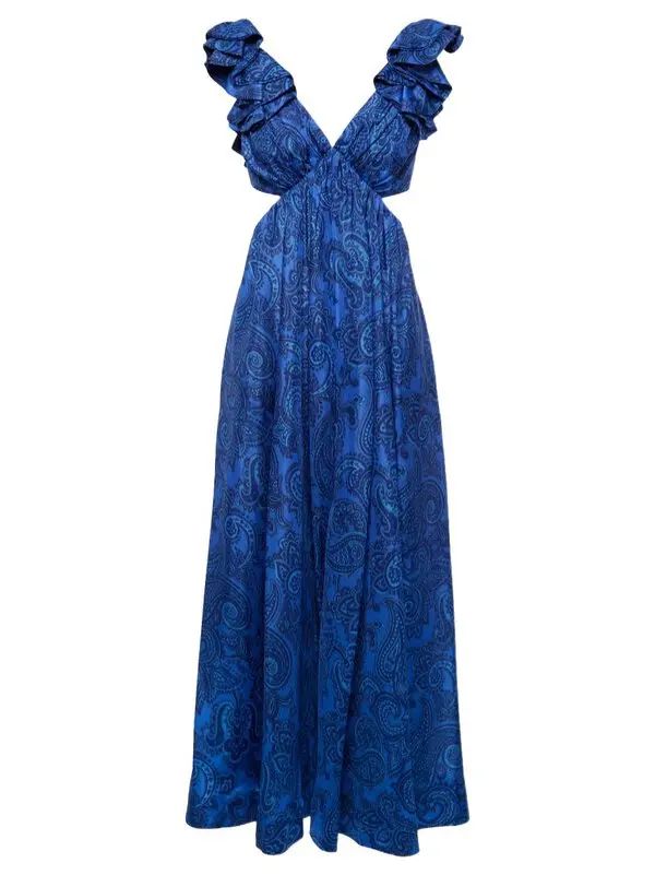 Zimmermann Paisley Print V-neck Maxi Dress - Blue