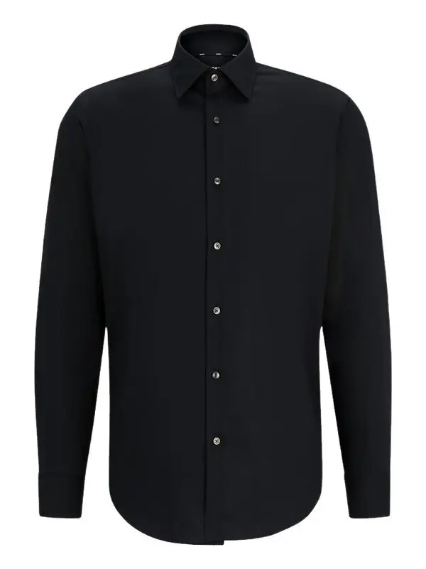 Hugo Boss Classic-collar Poplin Shirt - Black