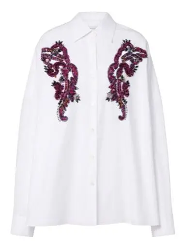 Dries Van Noten Embellished Cotton Shirt - White