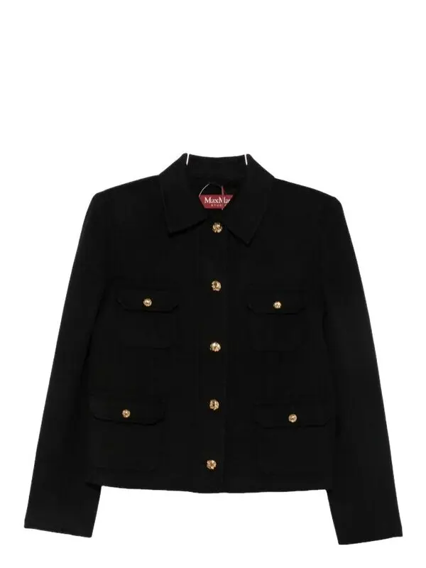 Max Mara Long-sleeve Casual Jacket With Button Details - Black