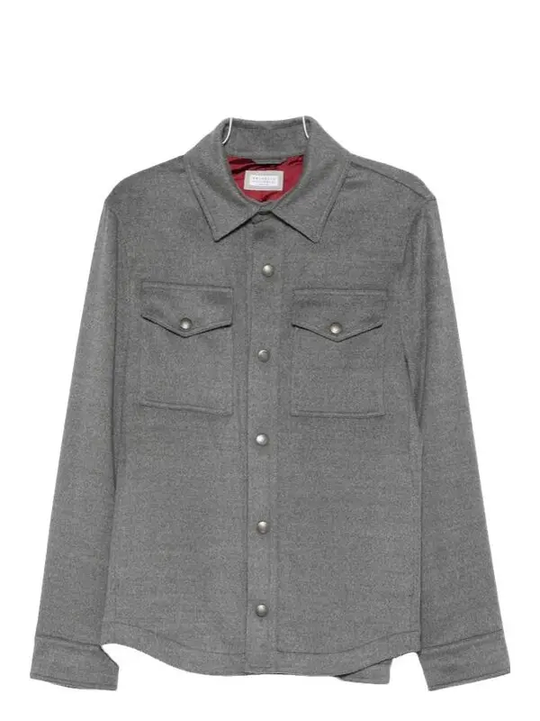 Brunello Cucinelli Classic Shirt Jacket With Flap Pockets - Gray