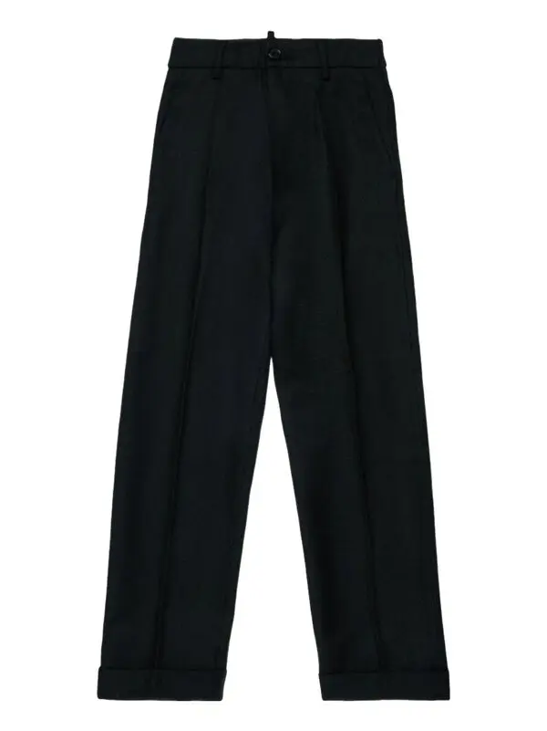 Dsquared2 Logo-plaque Turn-up Tailored Trousers - Black