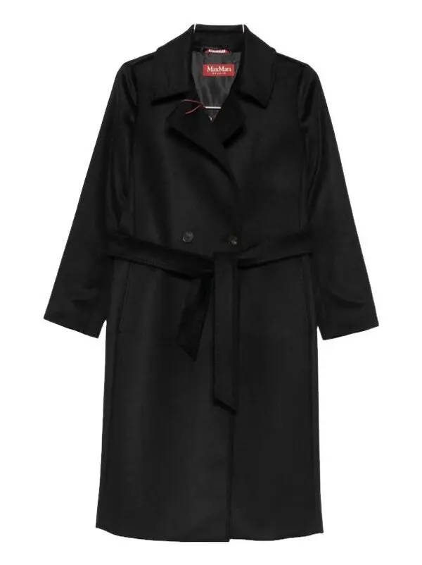Max Mara Long-sleeved Belted Coat - Black