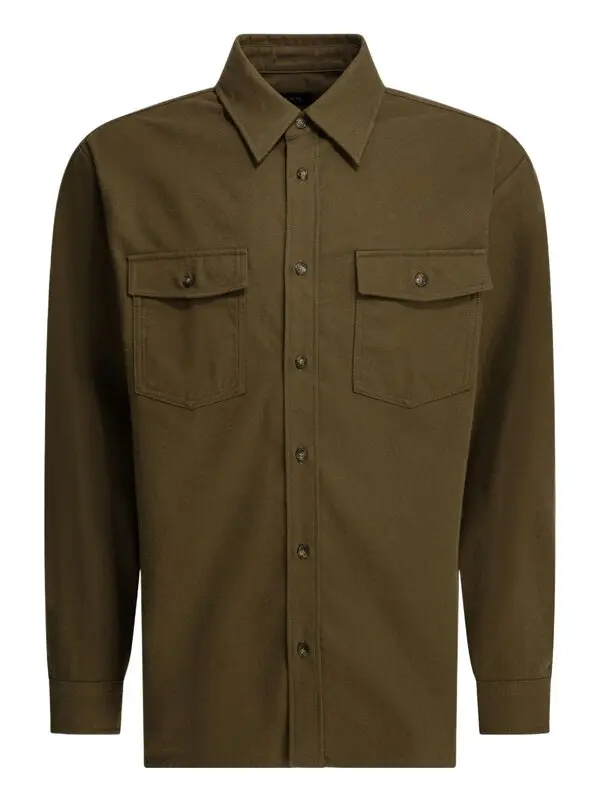 A.p.c. Long-sleeved Buttoned Overshirt - Green