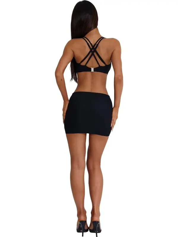 OUTCAST Priya Mini Dress With Silver Hardware And Cut-out Detailing - Black
