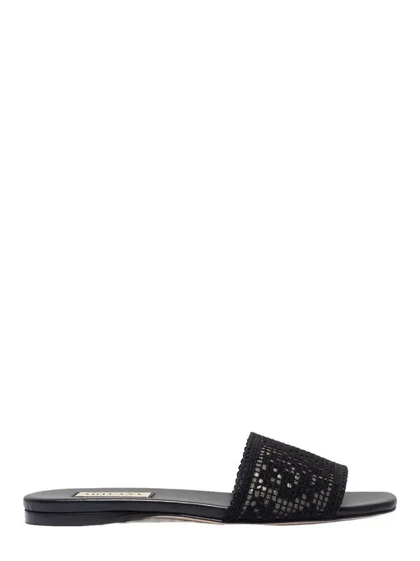 ARTEANA Clio Flat Slide With Crochet Upper - Black