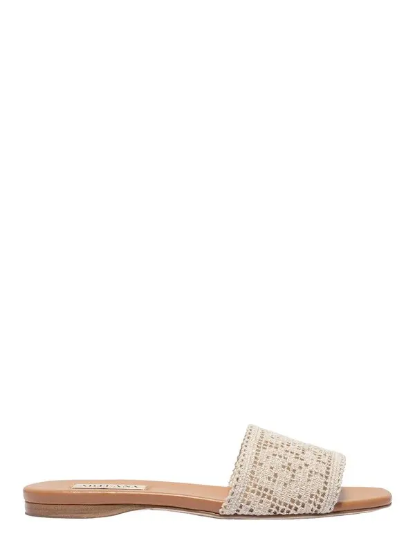 ARTEANA Clio Flat Slide With Crochet Upper - Natural