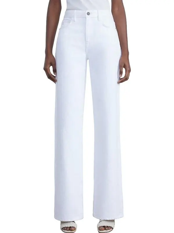 Lafayette 148 New York Wyckoff Wide Leg Jeans - Washed Plaster