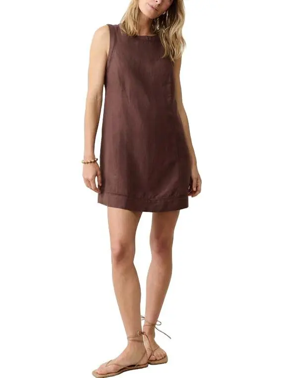 Marine Layer Cora Linen Blend Mini Dress - Chocolate