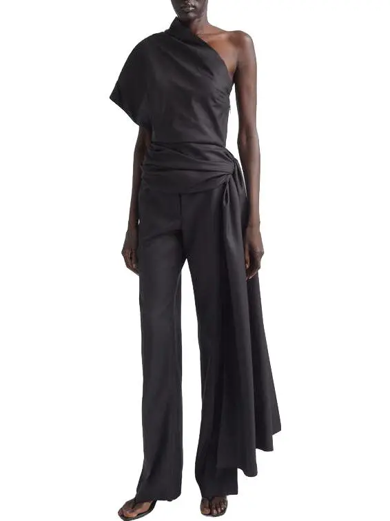 HEIRLOME Marianne One-shoulder Silk Top - Black