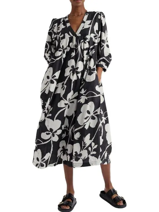 SEASALT CORNWALL Earth Floral Organic Cotton Caftan Dress - Blank