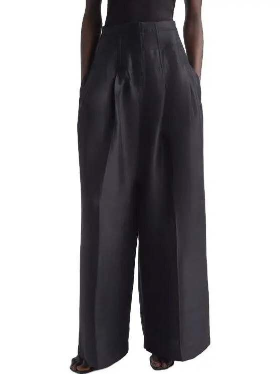 HEIRLOME Condesa Corseted Wide-leg Silk Trousers - Black