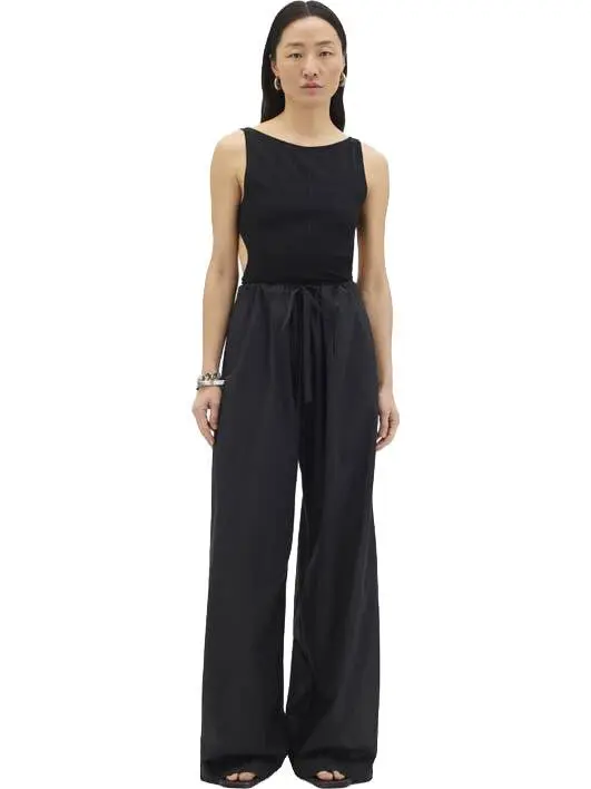 Another Tomorrow Voile Drawcord Pant - Black