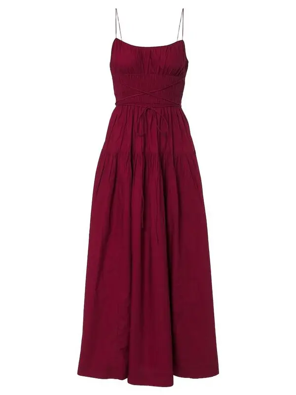 DÔEN Cotton Poplin Maxi Dress - Burgundy