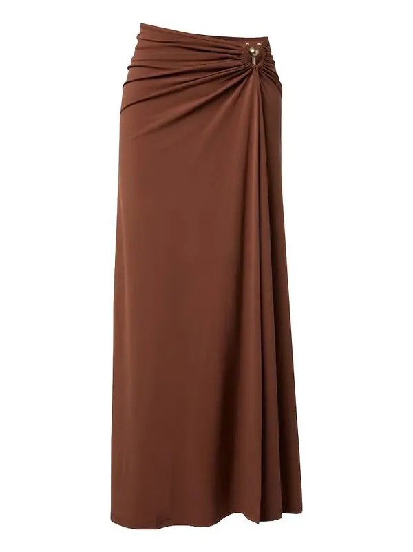 Christopher Esber Gathered Jersey Maxi Skirt With Brass Insert - Brown