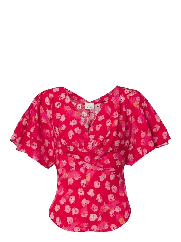 Isabel Marant Étoile Faljane" Floral Silk-blend Top - Red