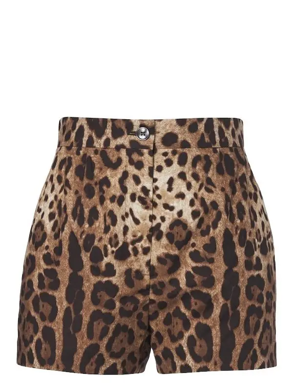 Dolce & Gabbana Leopard Print Cotton Shorts - Brown