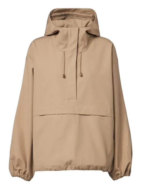 RÓHE Oversized Hooded Cotton Half-zip Jacket - Beige