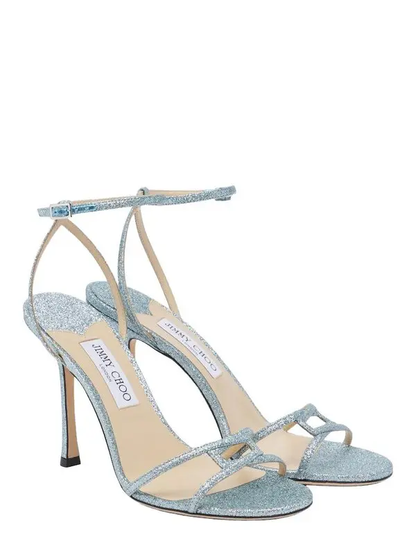 JIMMY CHOO Leo Glitter Sandals - Blue
