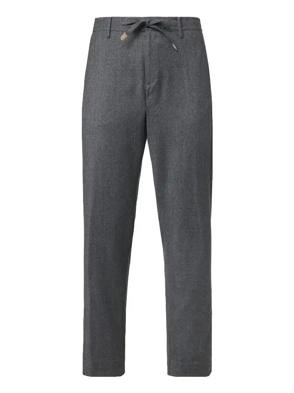 Canali Wool Straight Leg Trousers - Grey