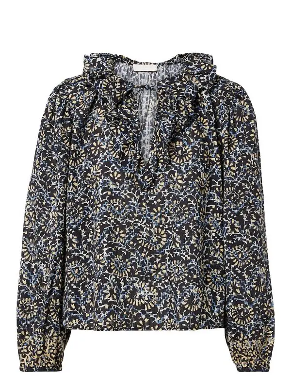 Ulla Johnson Siena Printed Ruffled Cotton-blend Top - Multicoloured