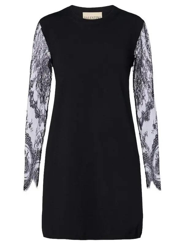 Valentino Garavani Lace-trimmed Minidress - Black