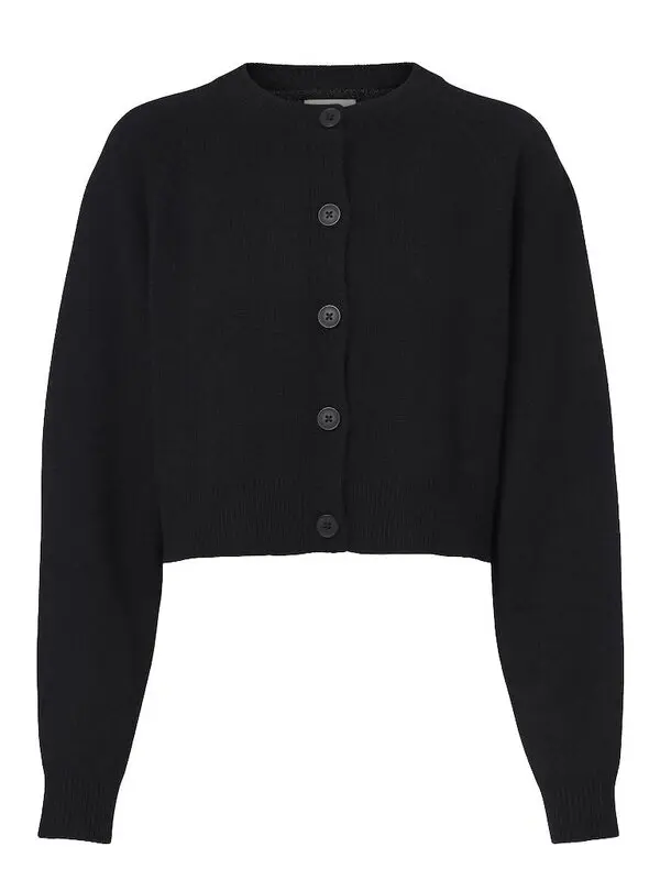 Loulou De Saison Heike Cropped Cashmere Cardigan - Black
