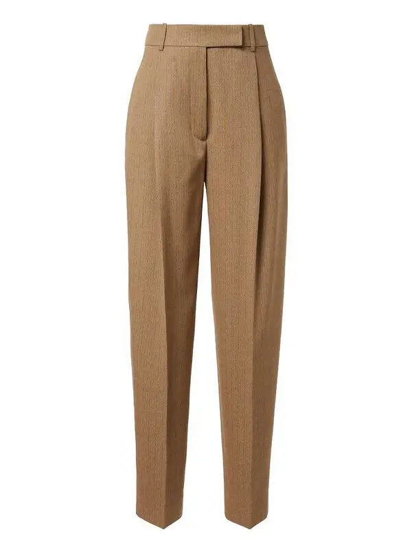 RÓHE Daria Wool-blend Tapered Pants - Brown