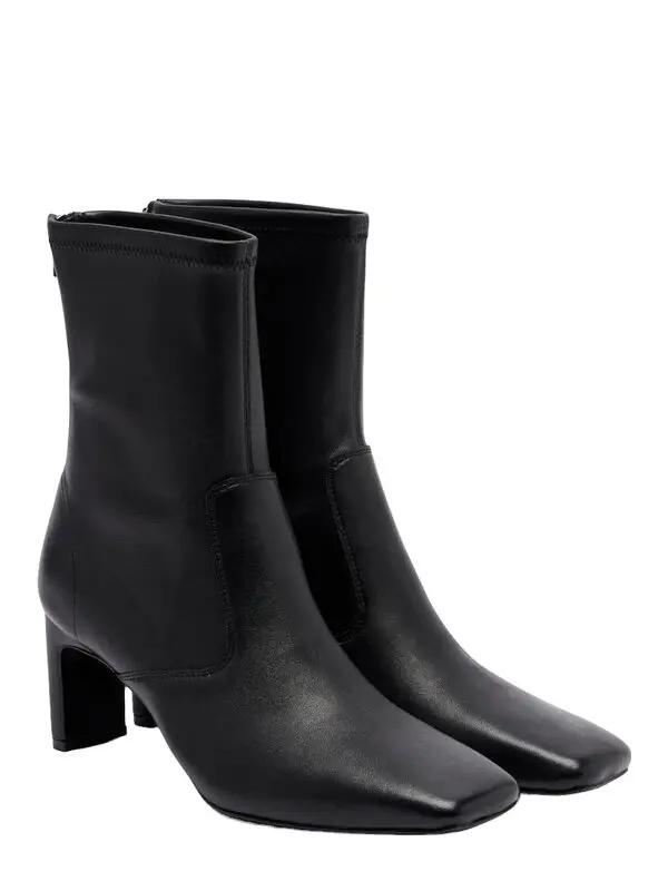 A.emery Leather Ankle Boots With Square Toe - Black