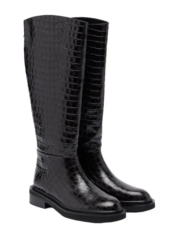 A.emery Jude Croc-effect Leather Knee-high Boots - Brown