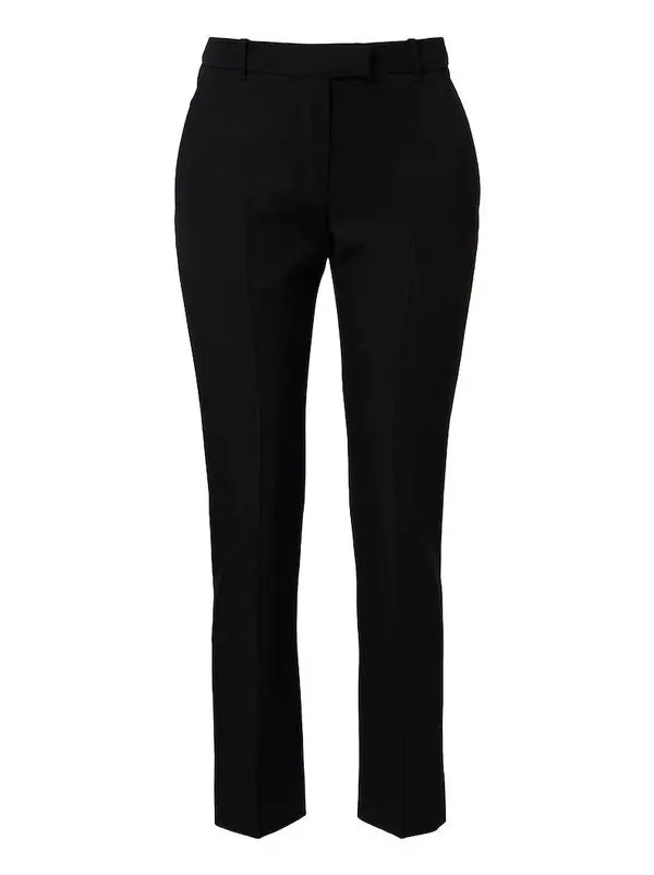Alexander McQueen Straight Leg Wool Trousers - Black
